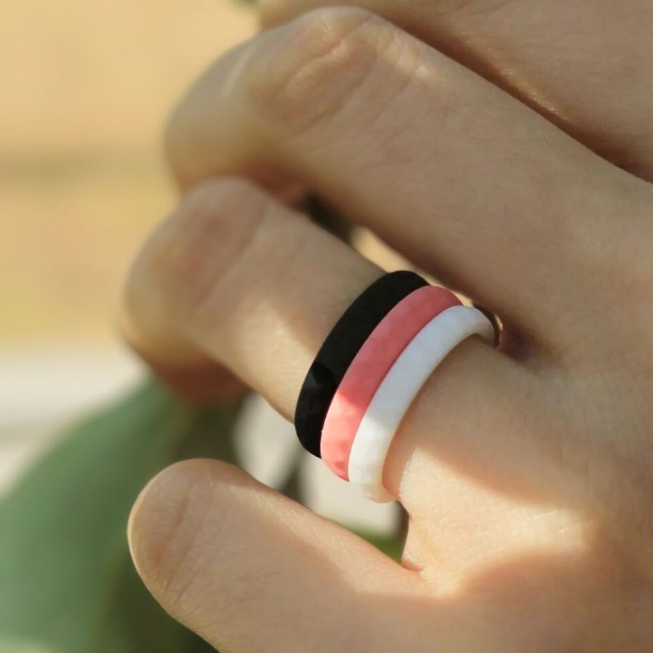 Prisma 3mm Faceted Pink Stackable Silicone Ring