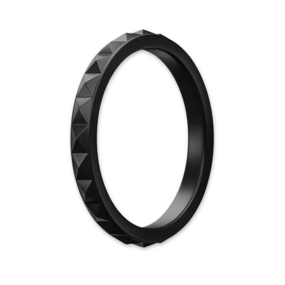 Prisma 3mm Faceted Black Stackable Silicone Ring