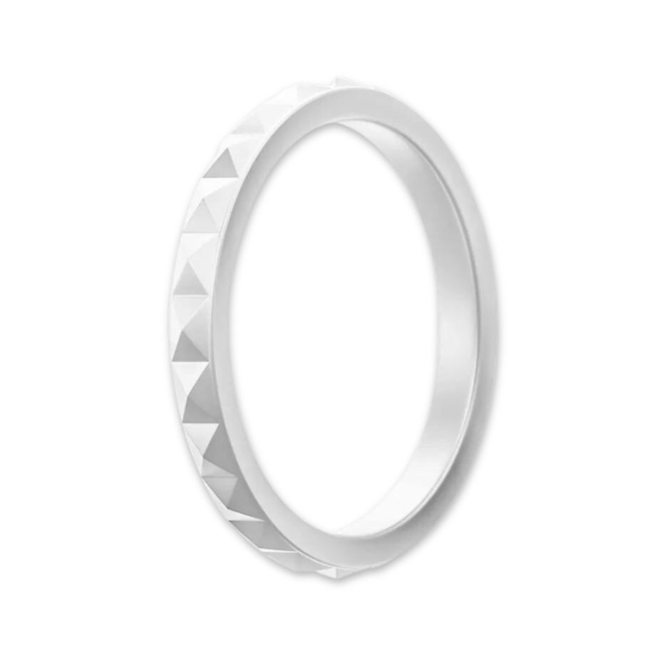 Prisma 3mm Faceted White Stackable Silicone Ring